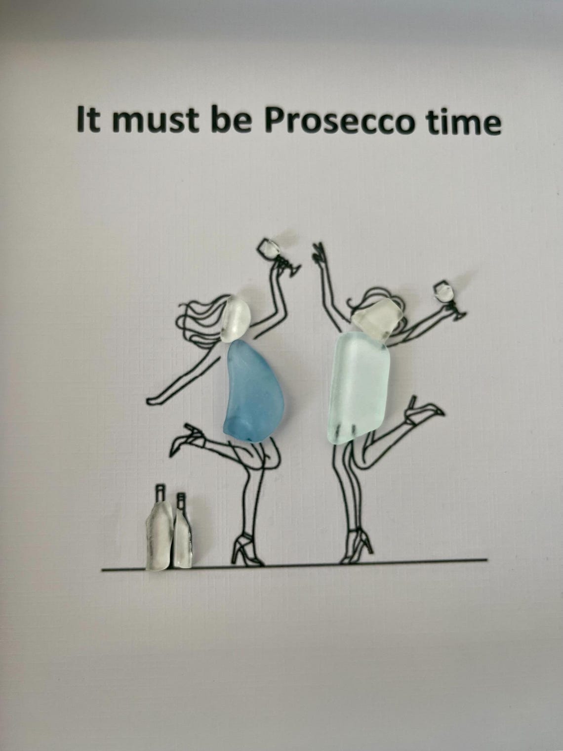 Personalised and Unique, Sea Glass Art, “it Must Be Prosecco Time..” - Etsy