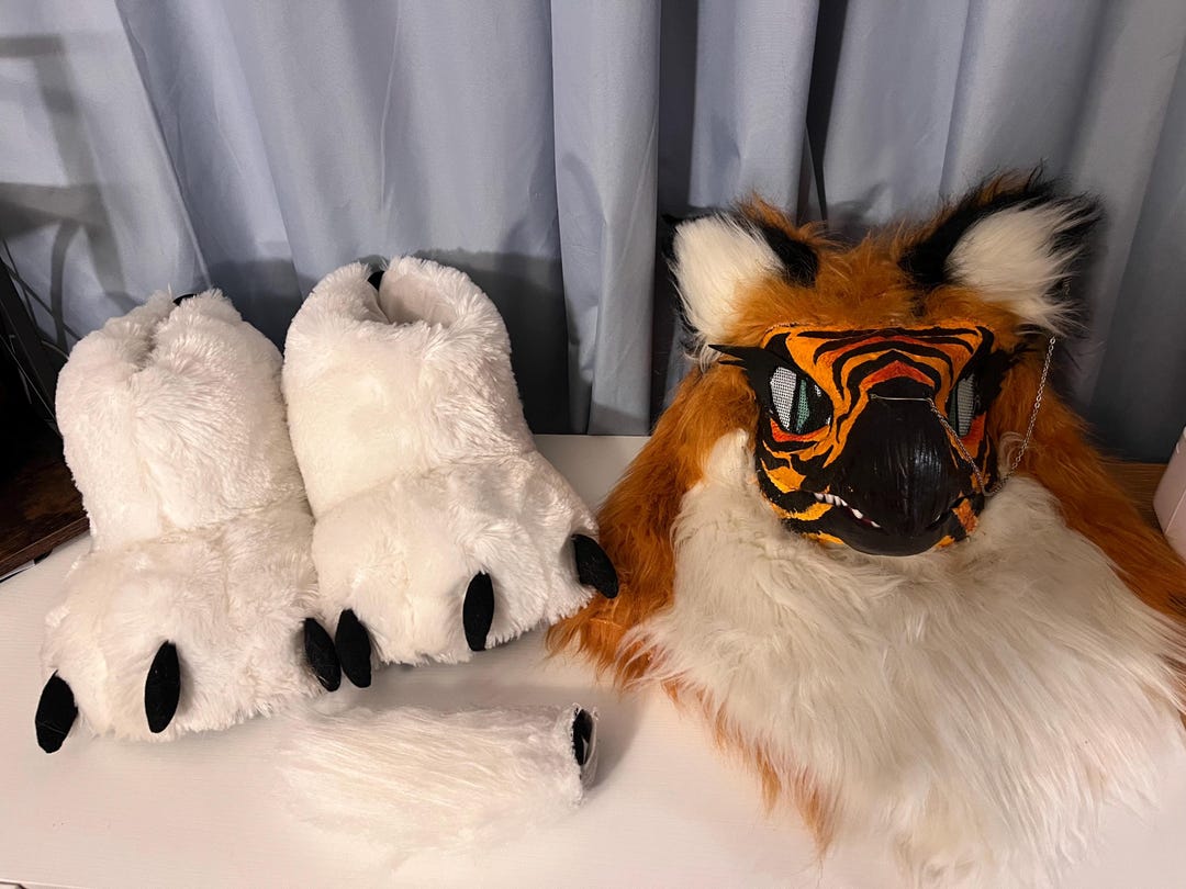Dinomask Fursuit Mini Partial Tiger-fox Hybrid - Etsy