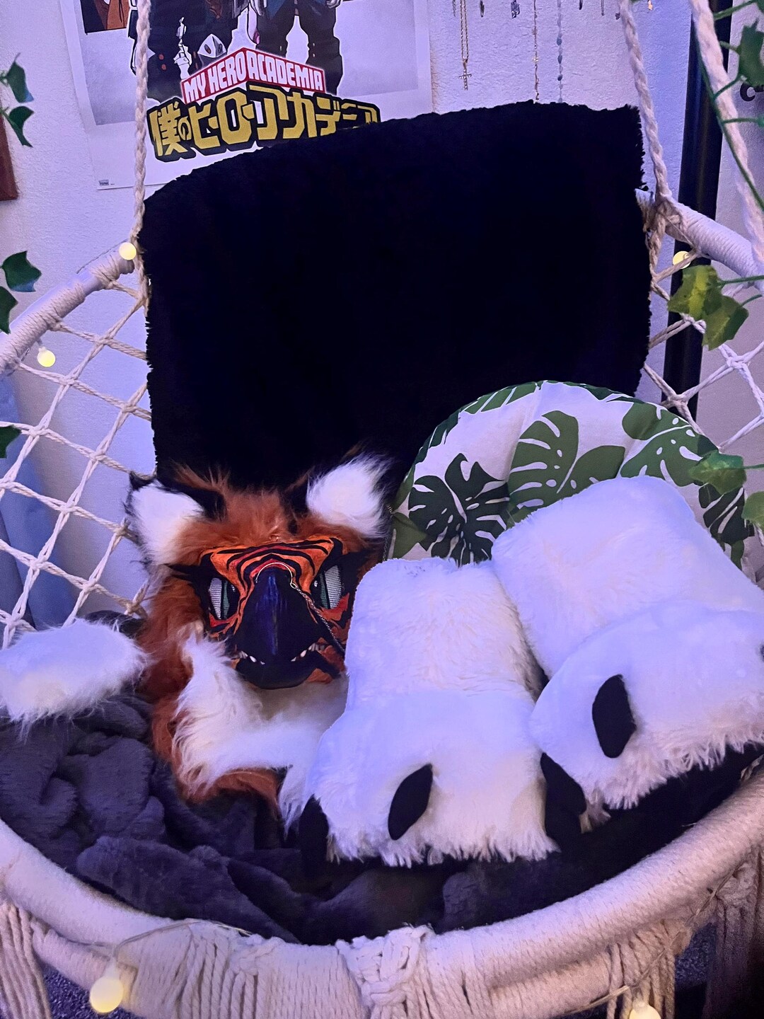 Dinomask Fursuit Mini Partial Tiger-fox Hybrid - Etsy