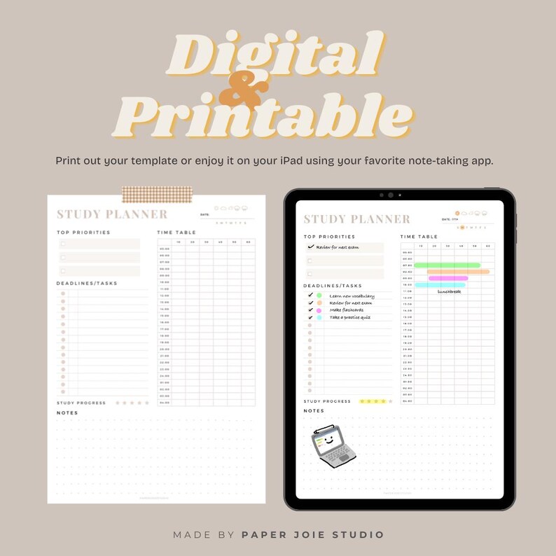 Study Planner & Notes Template - Printable A4 Size - Etsy