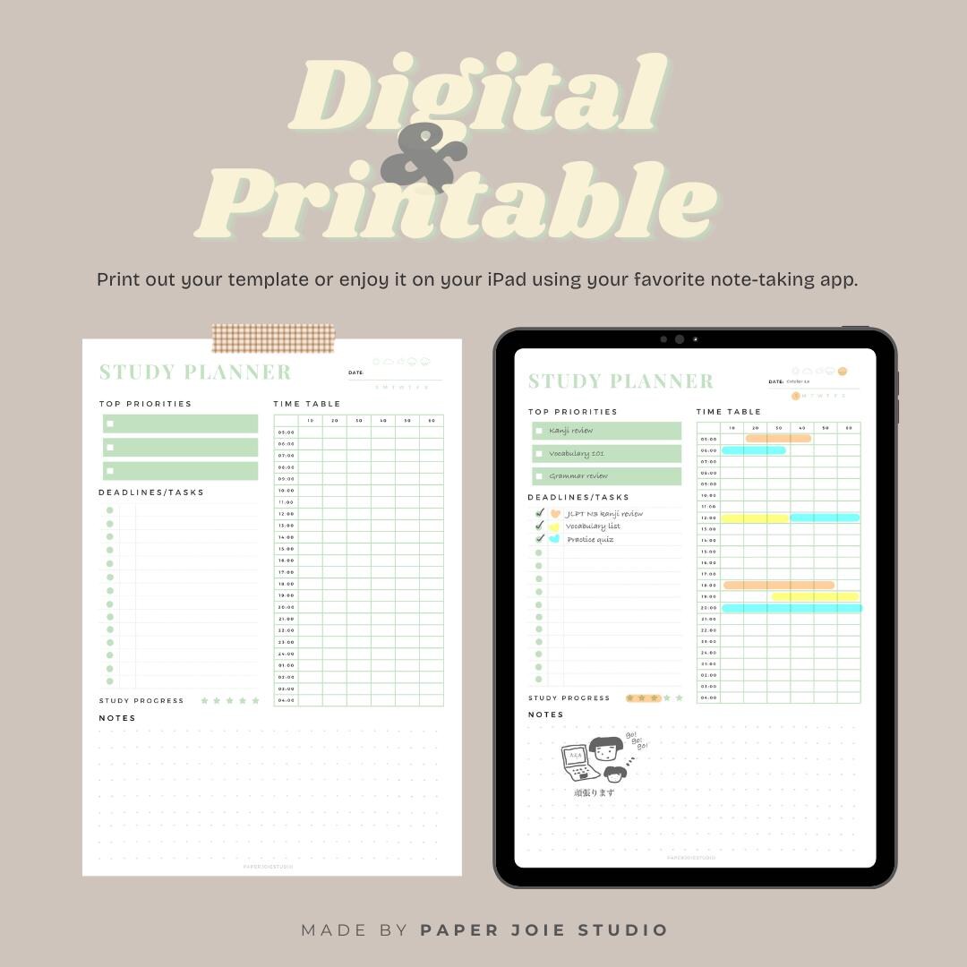 Study Planner & Notes Template - A4 Printable and Digital Planner - Etsy