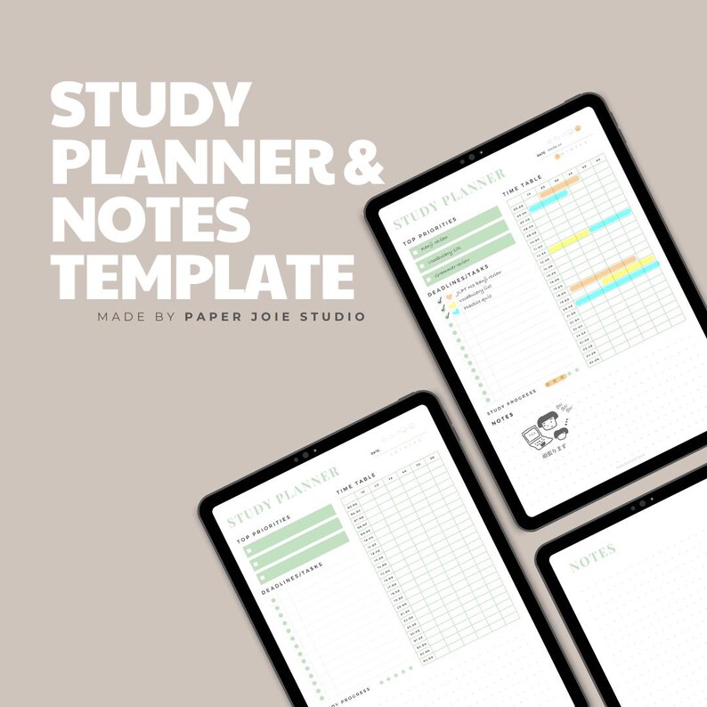 Study Planner & Notes Template - A4 Printable and Digital Planner - Etsy