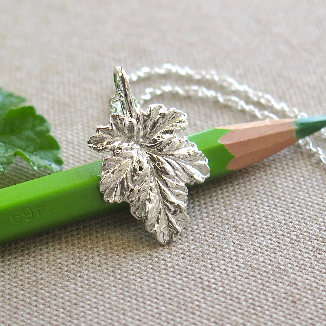 Apricot Scented Geranium Leaf Jewelry Pure Silver Real Leaf Pendant ...