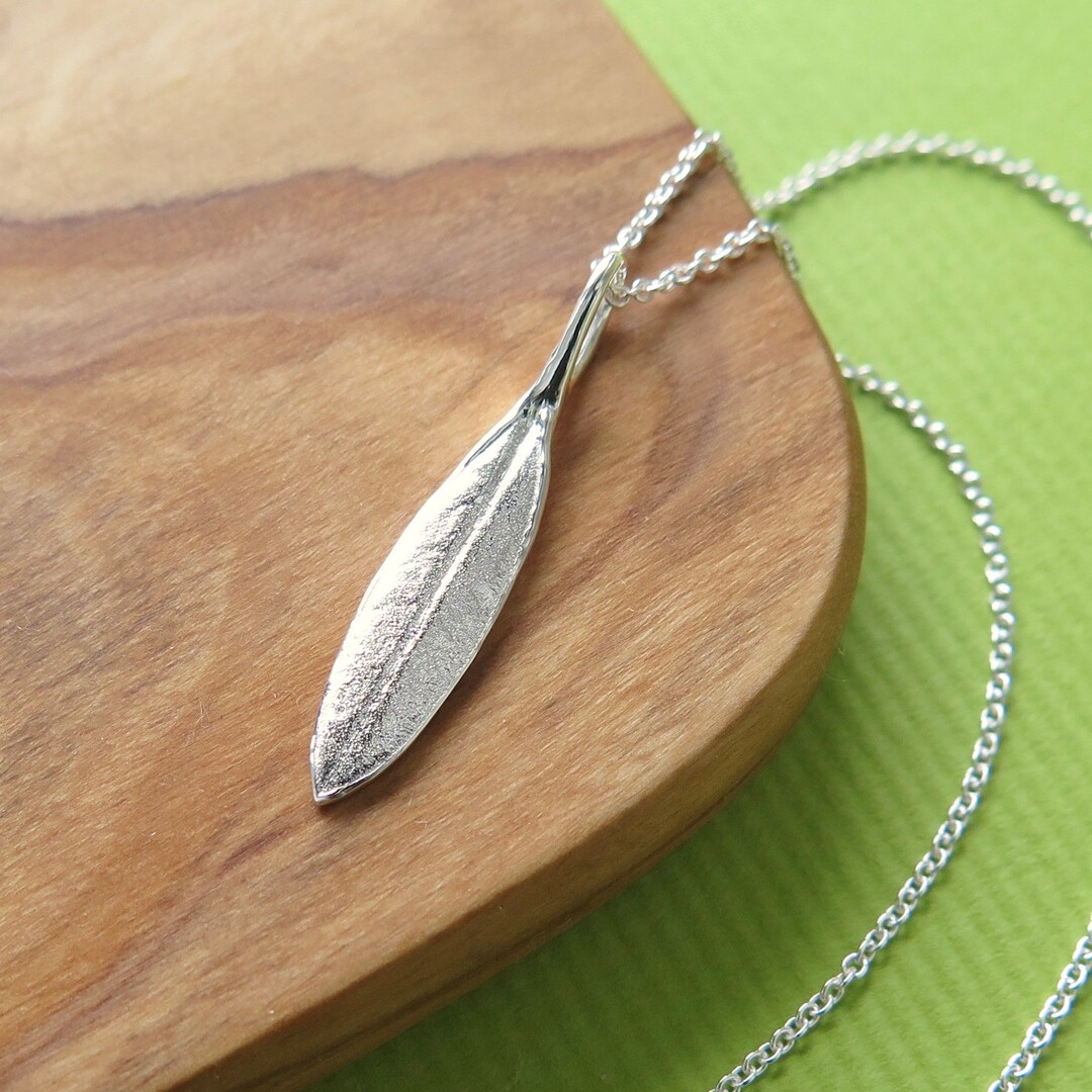 Small Olive Leaf Pendant Necklace Pure Silver Real Olive Leaf Pendant ...