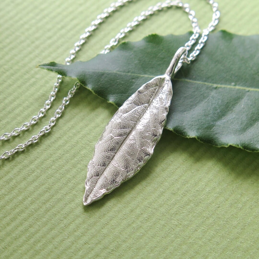 Bay Laurel Leaf Jewelry Pure Silver Real Leaf Pendant, Botanical Herb ...