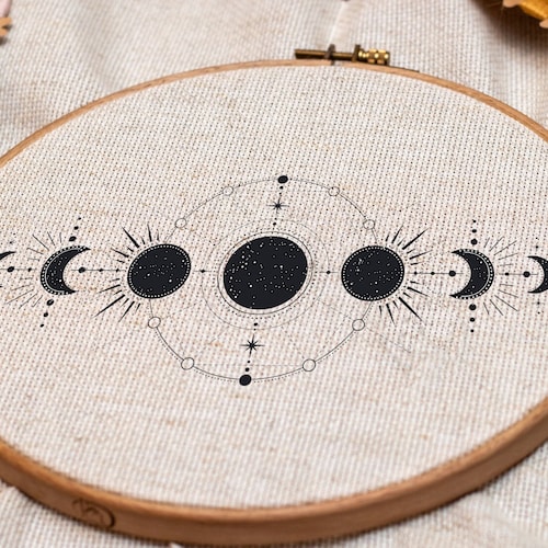 Moon Phases 6 Inch Hand Embroidery Pattern Digital PDF Design - Etsy