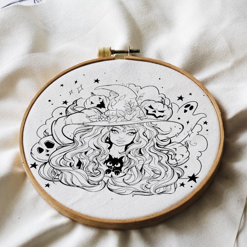 Witch Embroidery Pattern - Etsy