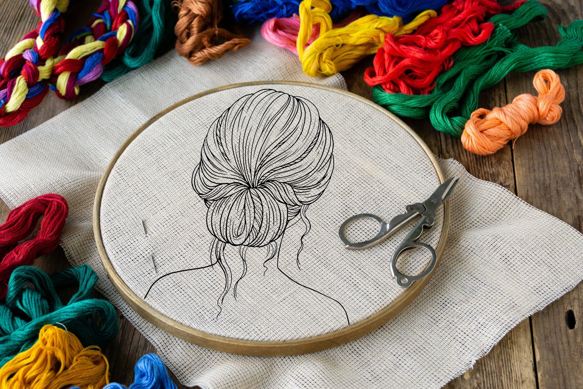 Messy Bun Sketch 6 Inch Hand Embroidery Pattern Digital PDF - Etsy