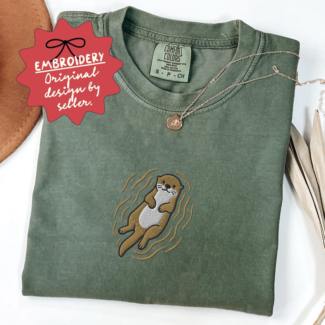 Embroidered Otter Shirt, Comfort Colors Otter Tshirt, Animal Lover Tee ...