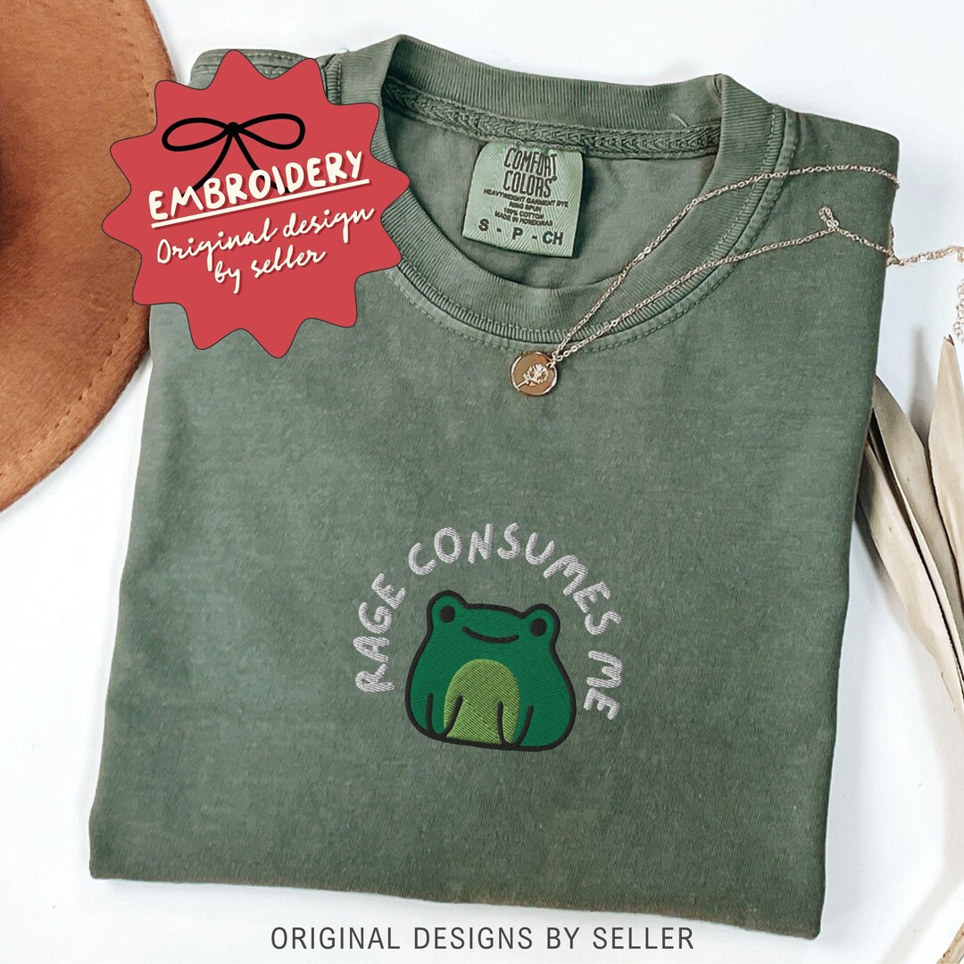 Embroidered Frog Shirt, Rage Consumes Me Embroidered T Shirt, Nature ...