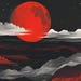 Japanese Descent Red Moon Digital and Printable, Ambient Red Moon ...