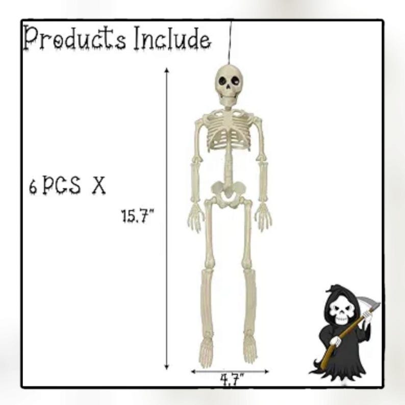 6PCS Poseable Skeleton Halloween Decorations 16 Full Body Skeletons ...