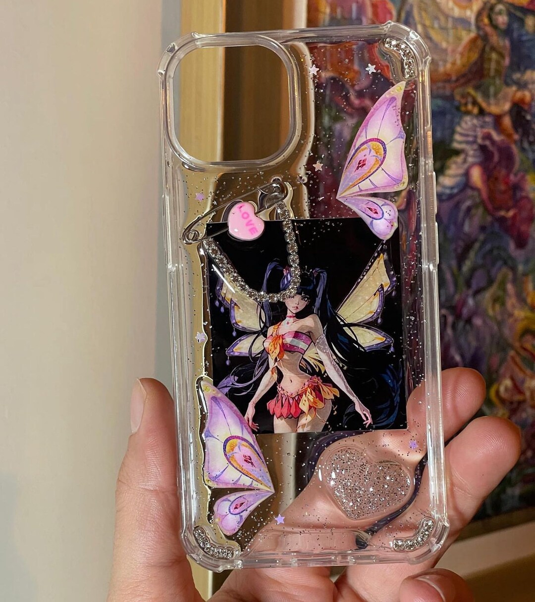 Winx Muisa Phone Case: Handmade Epoxy Art, Pink Butterfly Design - Etsy