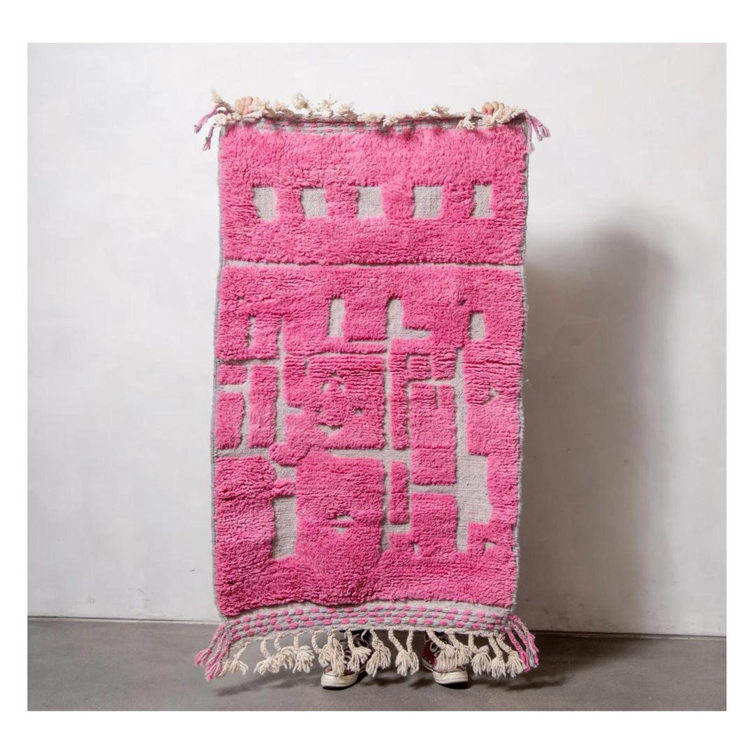 Pink Moroccan Rug - Pink Tufted Rug - Handwoven Wool Carpet, Modern ...