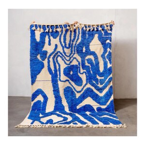 Blue Moroccan Rug, Blue Tufted Rug , Moroccan Custom Rug - Hand Knotted ...