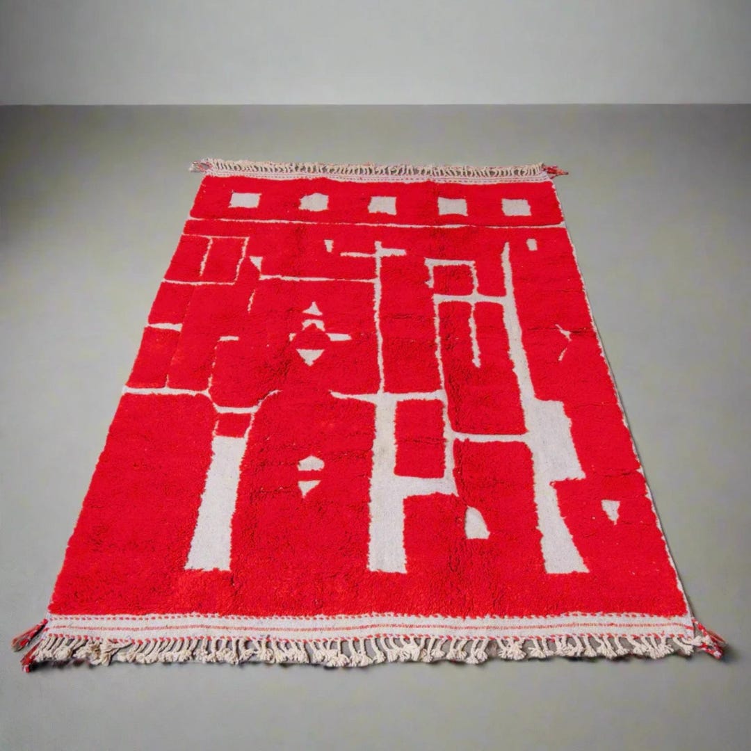 Red Tufted Rug - Red Berber Carpet - Custom Moroccan Rug - Red Rug ...
