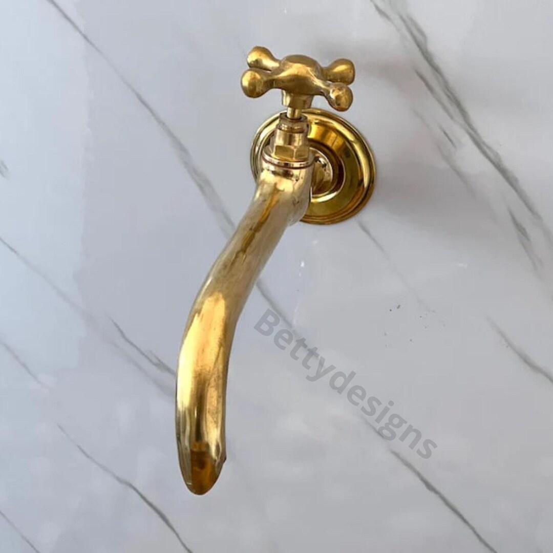 Unlacquered Brass Wall-mounted Faucet – Single Handle Cold Brass Faucet ...