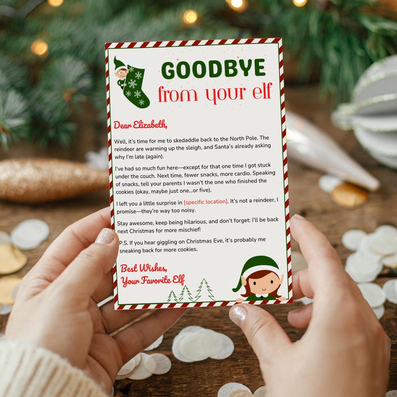 Personalized Elf Goodbye Letter, Printable Elf on the Shelf, Custom Elf ...