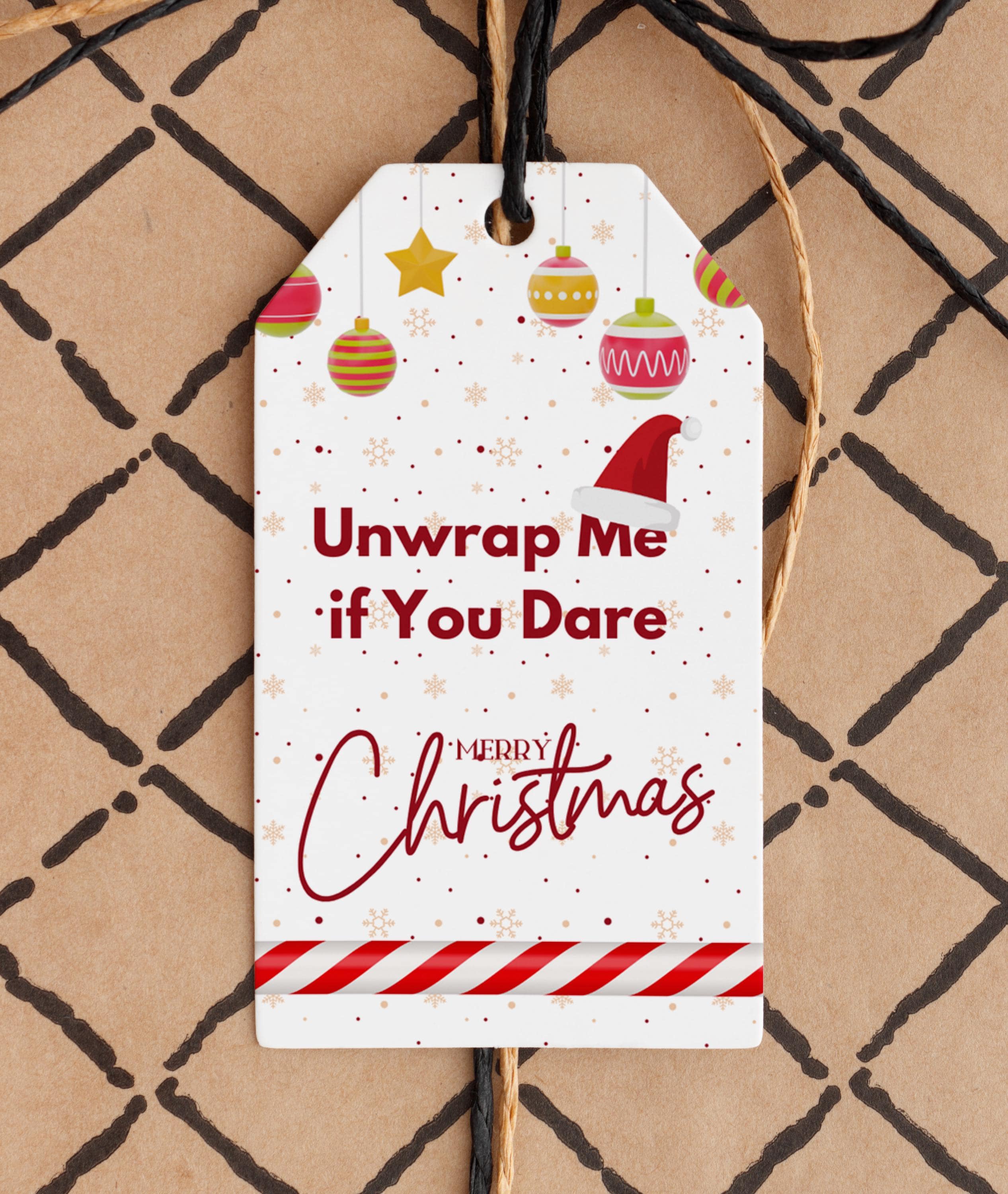 Printable Christmas Gift Tag, Christmas Hang Tag, Unwrap Me If You Dare ...