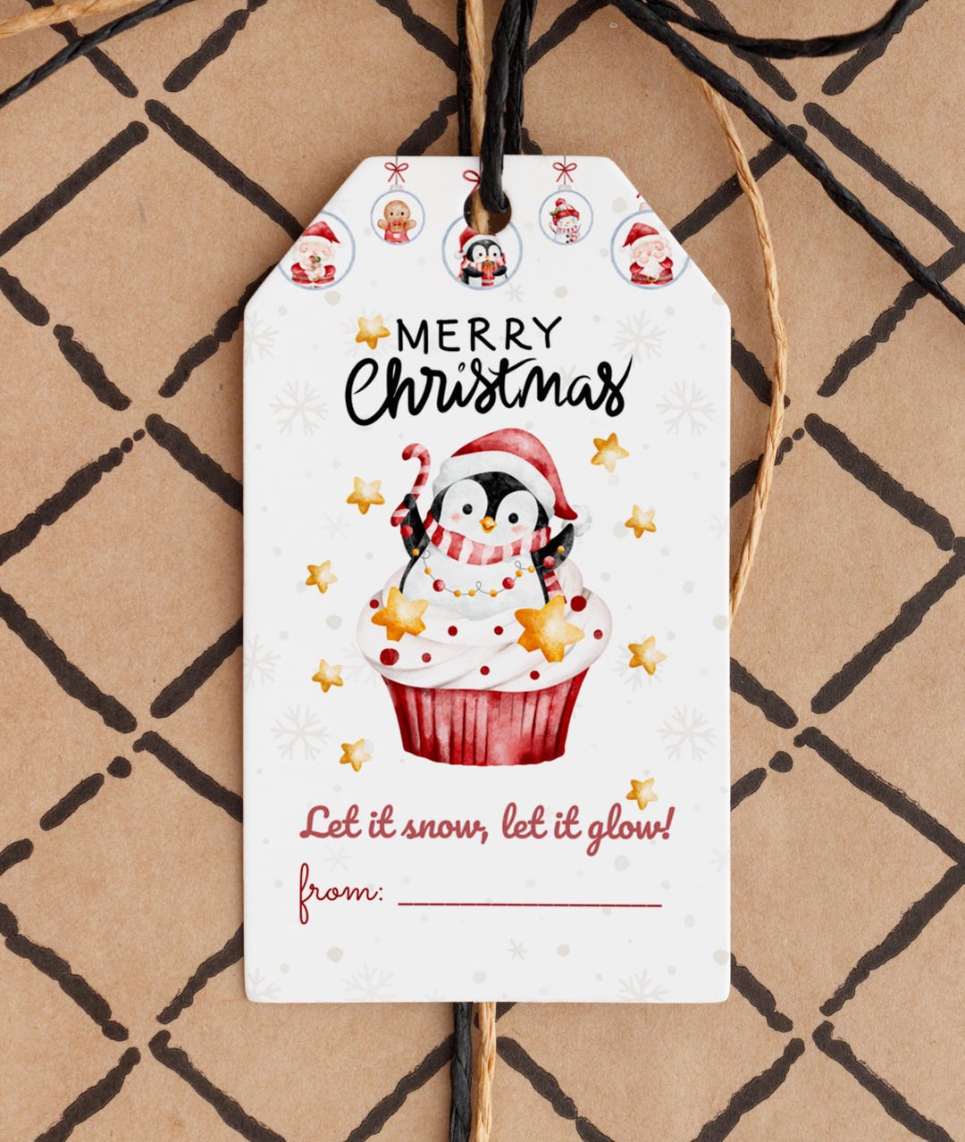 Printable Christmas Treat Tag, Holiday Favor Tag, Cute Christmas Hang ...