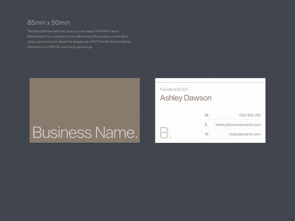 CANVA Business Card Design Template Modern Business Card Minimal ...