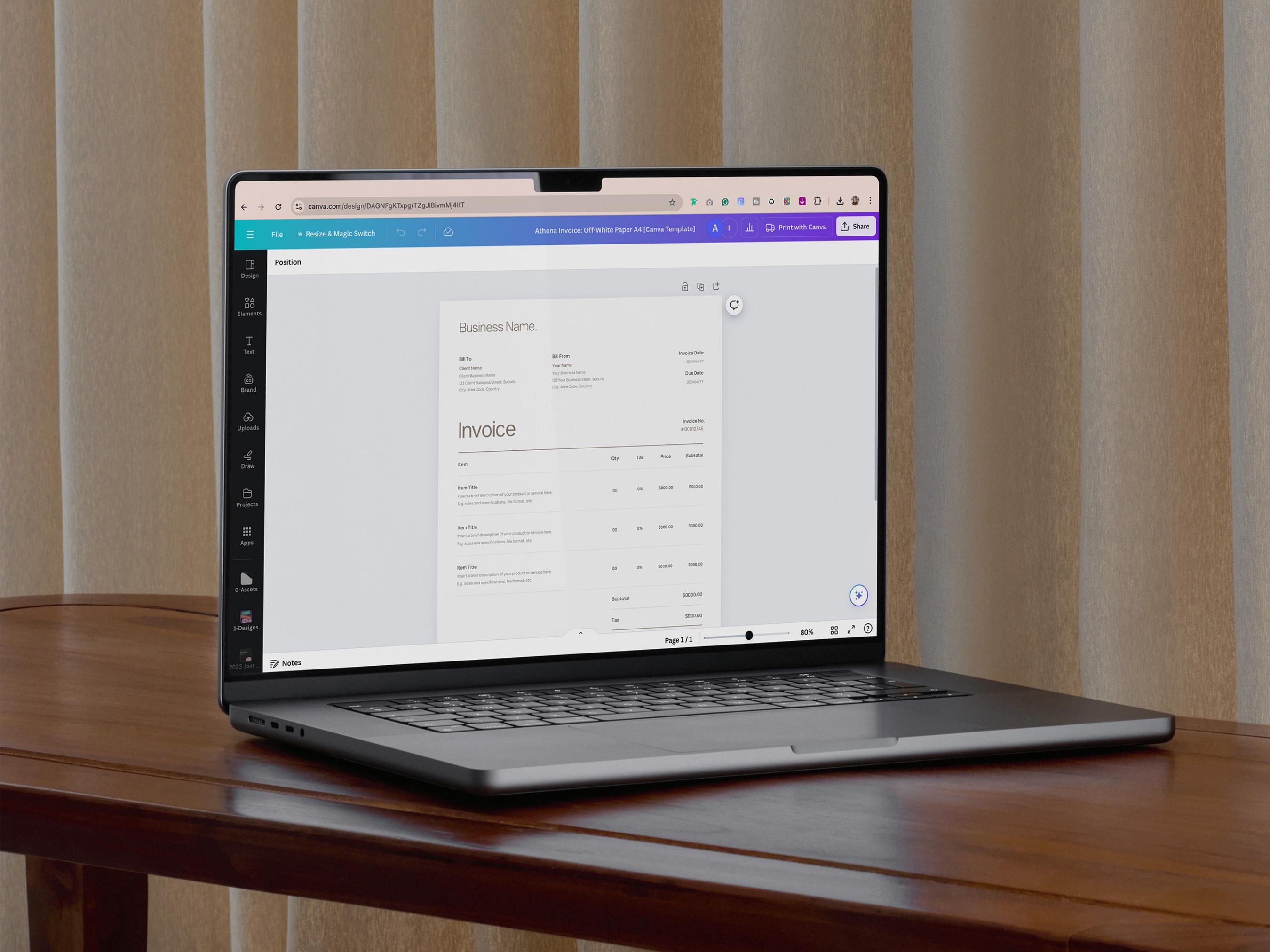 Freelance Invoice Canva Template | Customizable Contractor Invoice for ...