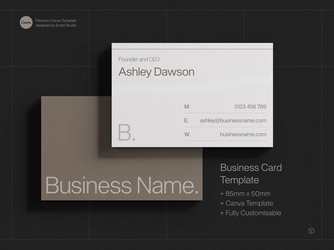 CANVA Business Card Design Template Modern Business Card Minimal ...