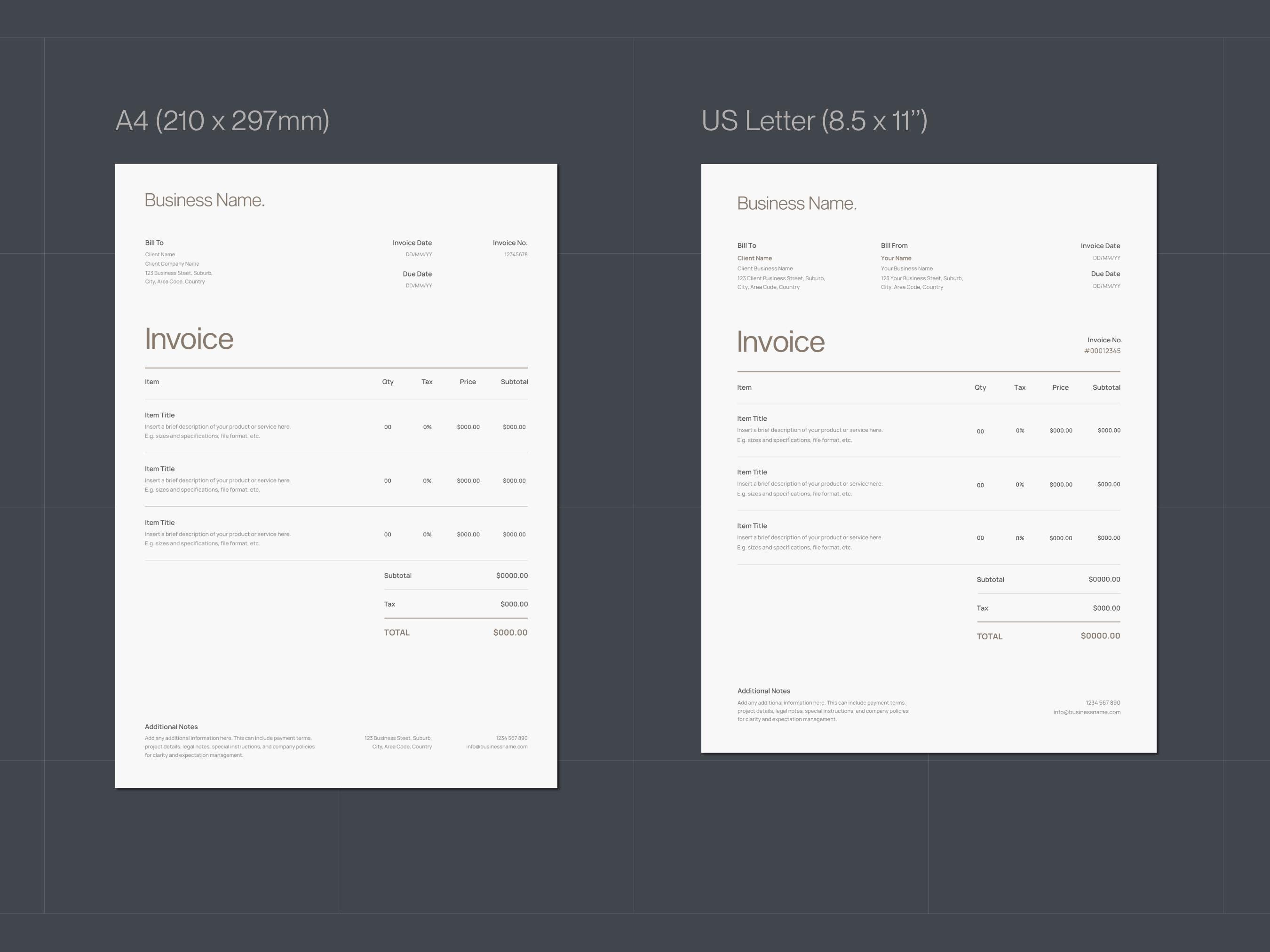 Freelance Invoice Canva Template | Customizable Contractor Invoice for ...