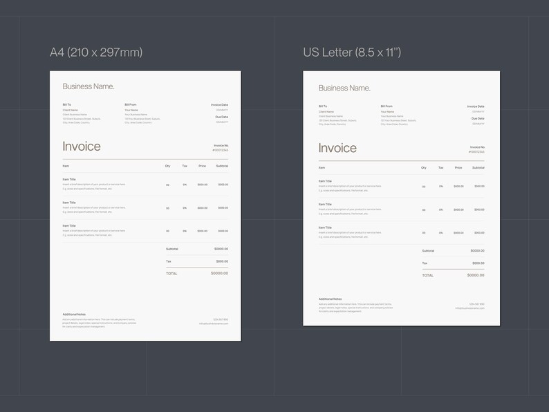 Invoice Canva Template, Minimalist Business Invoice, Small Business ...