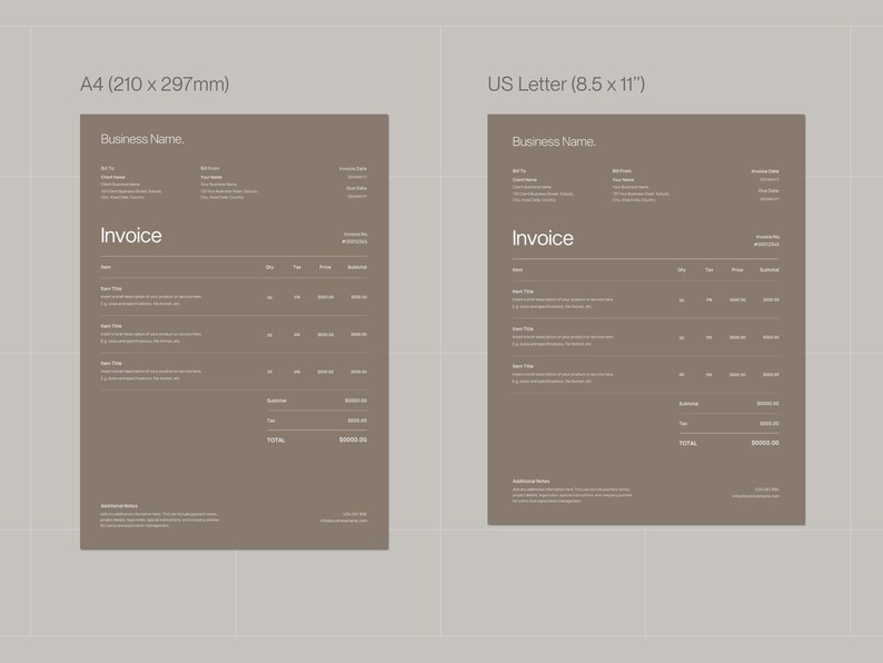 Invoice Canva Template, Minimalist Business Invoice, Small Business ...