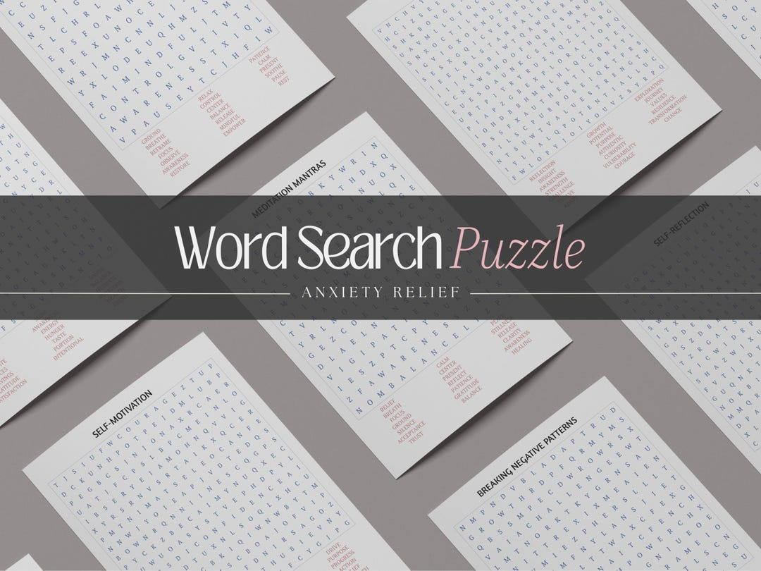 35 Anxiety Relief Word Search Puzzles, Self Care Puzzles,therapeutic ...