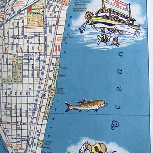 Vintage Miami and Miami Beach Road Map Florida Gulf 1960s Souvenir ...