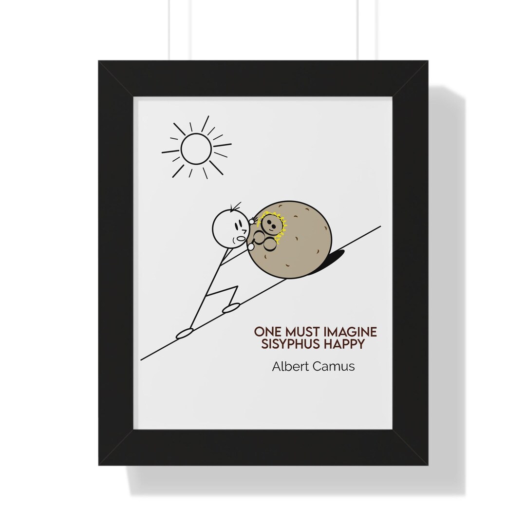 Fun Wall Art Happy Sisyphus Drawing Framed Vertical Poster - Etsy
