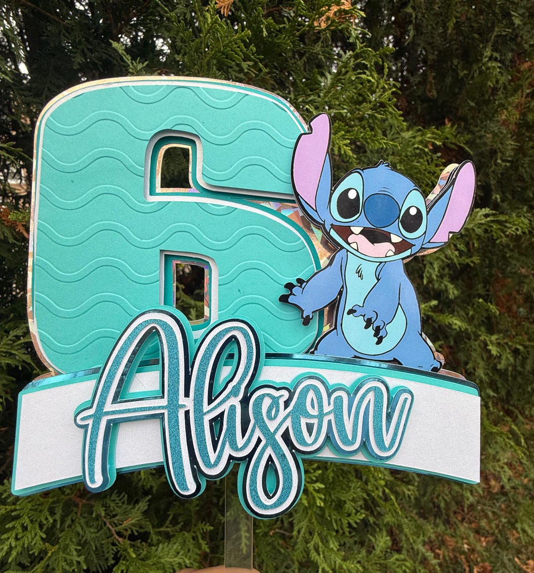 Stitch Birthday Cake Topper, Personalized Party Cake Topper With Name ...