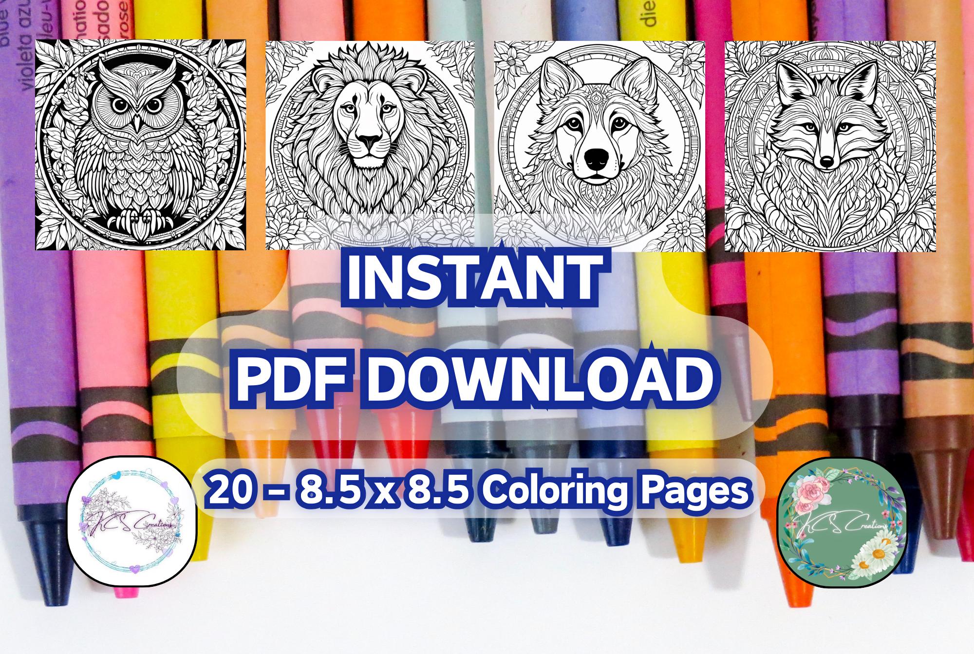 Animal Mandala - 20 Detailed Coloring Pages [adult Coloring] 8.5x8.5 ...