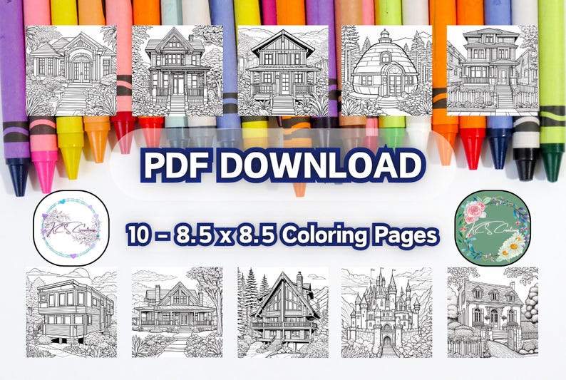 Home Fronts 10 Detailed Coloring Pages adult Coloring 8.5x8.5 PDF ...