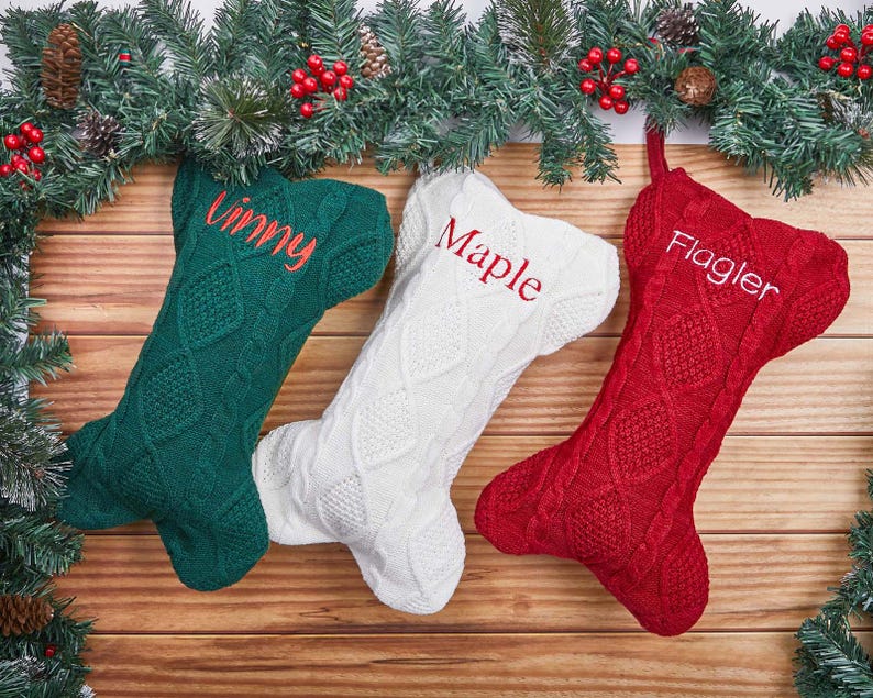2025 Patch Embroidered Dog Bone Stockings, Puppy Stocking,christmas Dog Stocking,embroidered Pet ...