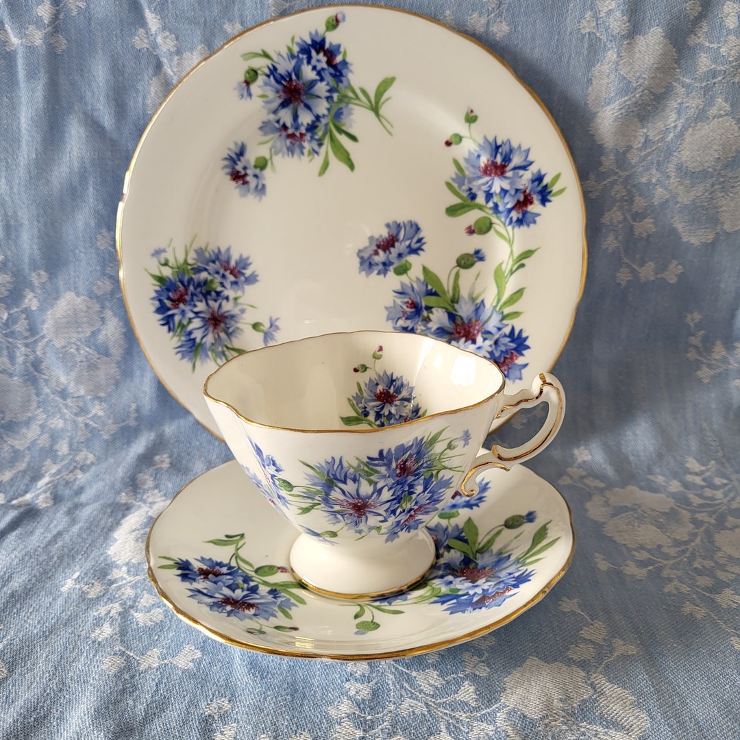 Vintage 3 Piece Bone China Set With Teacup, Saucer and Dessert Plate ...