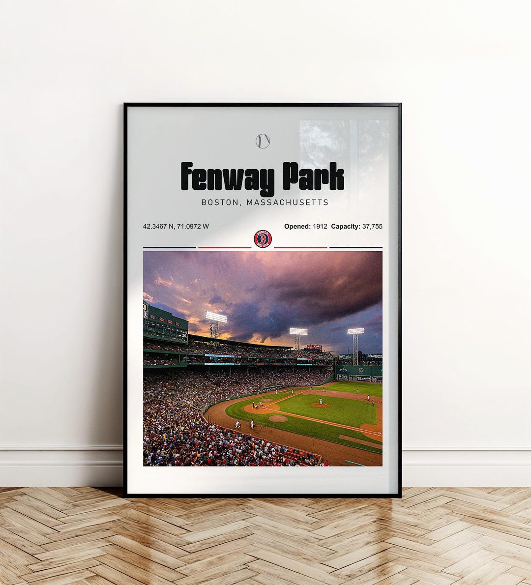 Boston Red Sox Stadium Poster, Fenway Park Print, MLB Baseball Wall Art ...