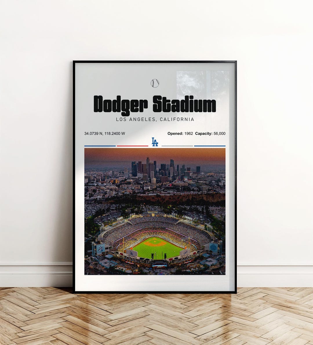 Los Angeles Dodgers Stadium Poster, Dodger Stadium Print, MLB Baseball ...
