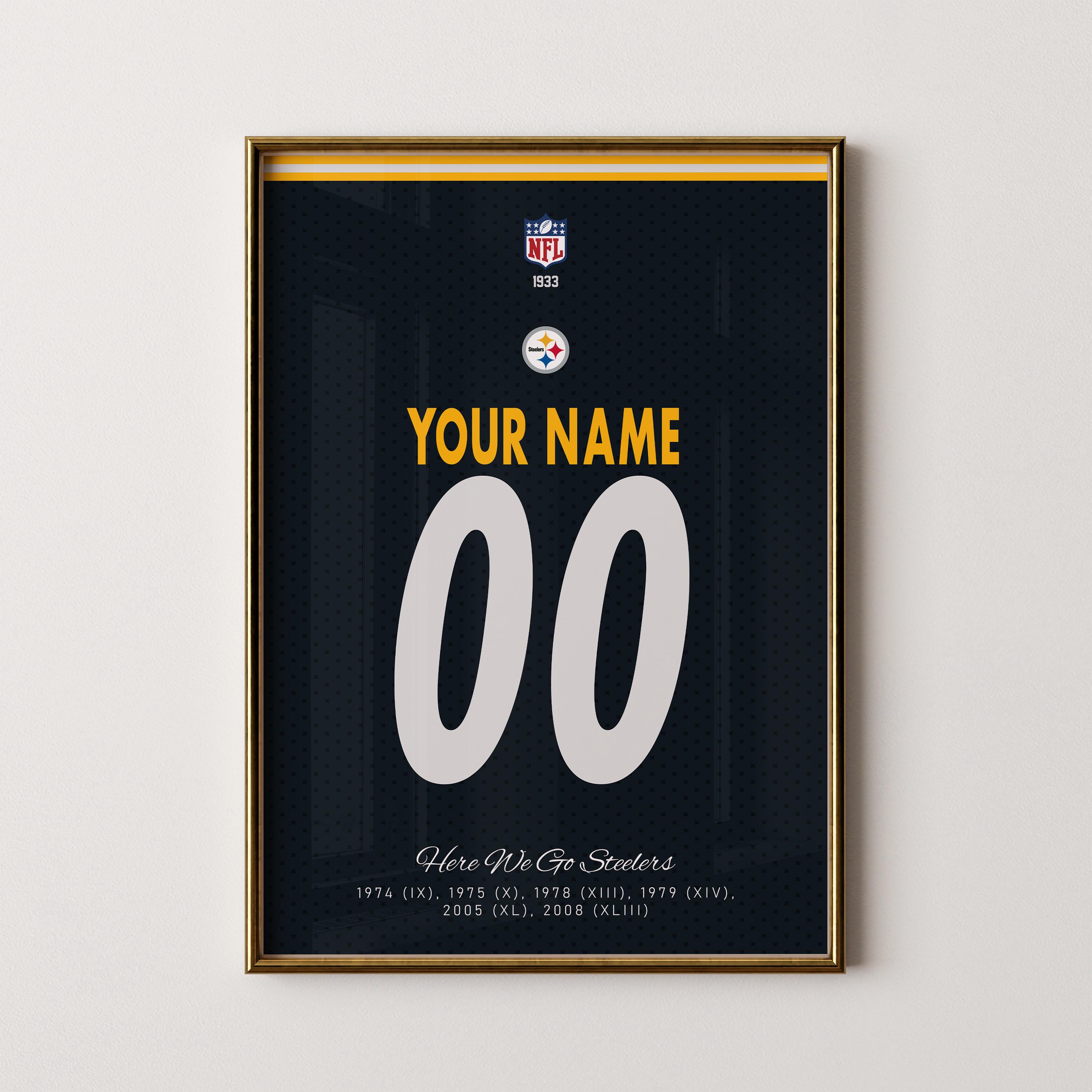 Pittsburgh Steelers Custom Jersey Poster, Personalized Wall Art ...