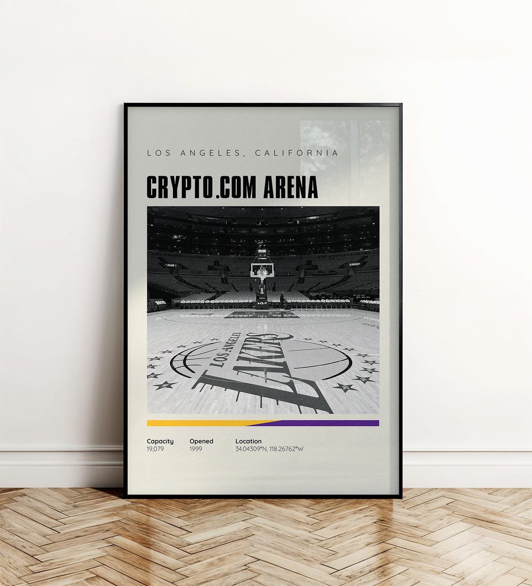 Los Angeles Lakers Arena Poster, Crypto.com Arena Print, NBA Basketball ...