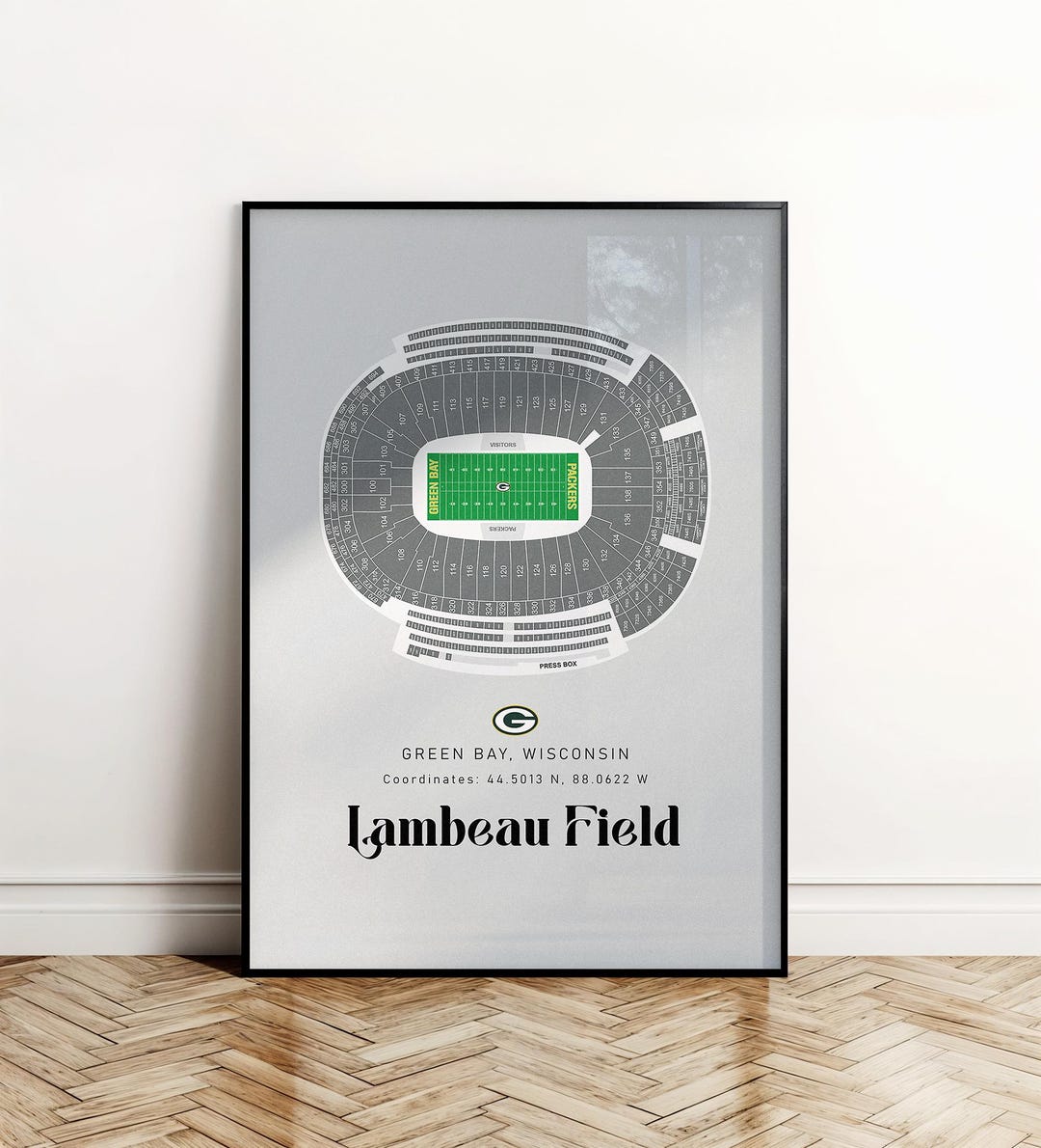 Green Bay Packers Stadium Poster, Lambeau Field Print, Titletown NFL ...