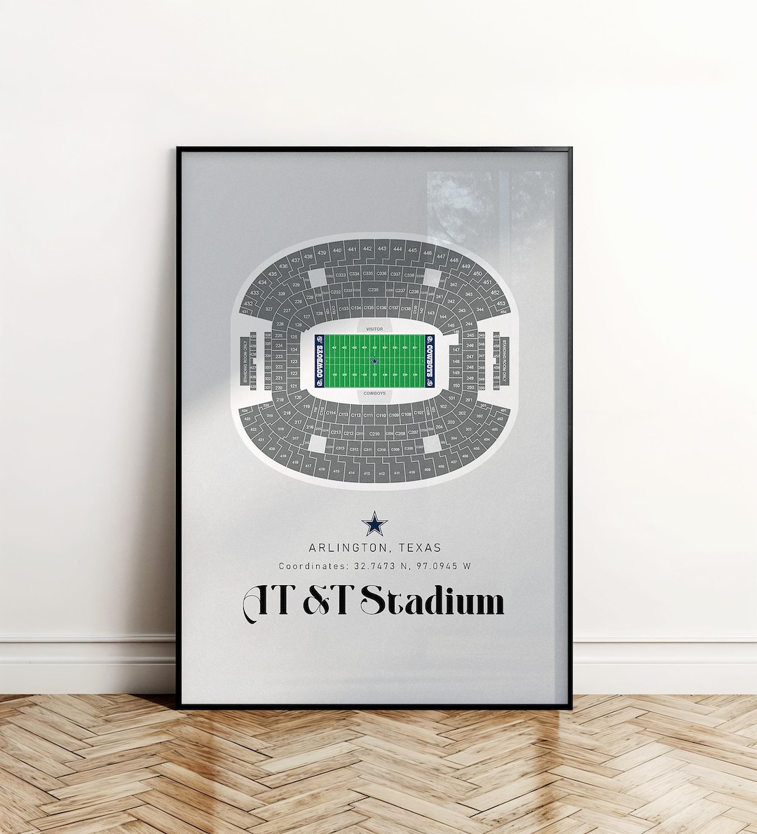 Dallas Cowboys Stadium Poster, AT&T Stadium Art, NFL Wall Decor ...