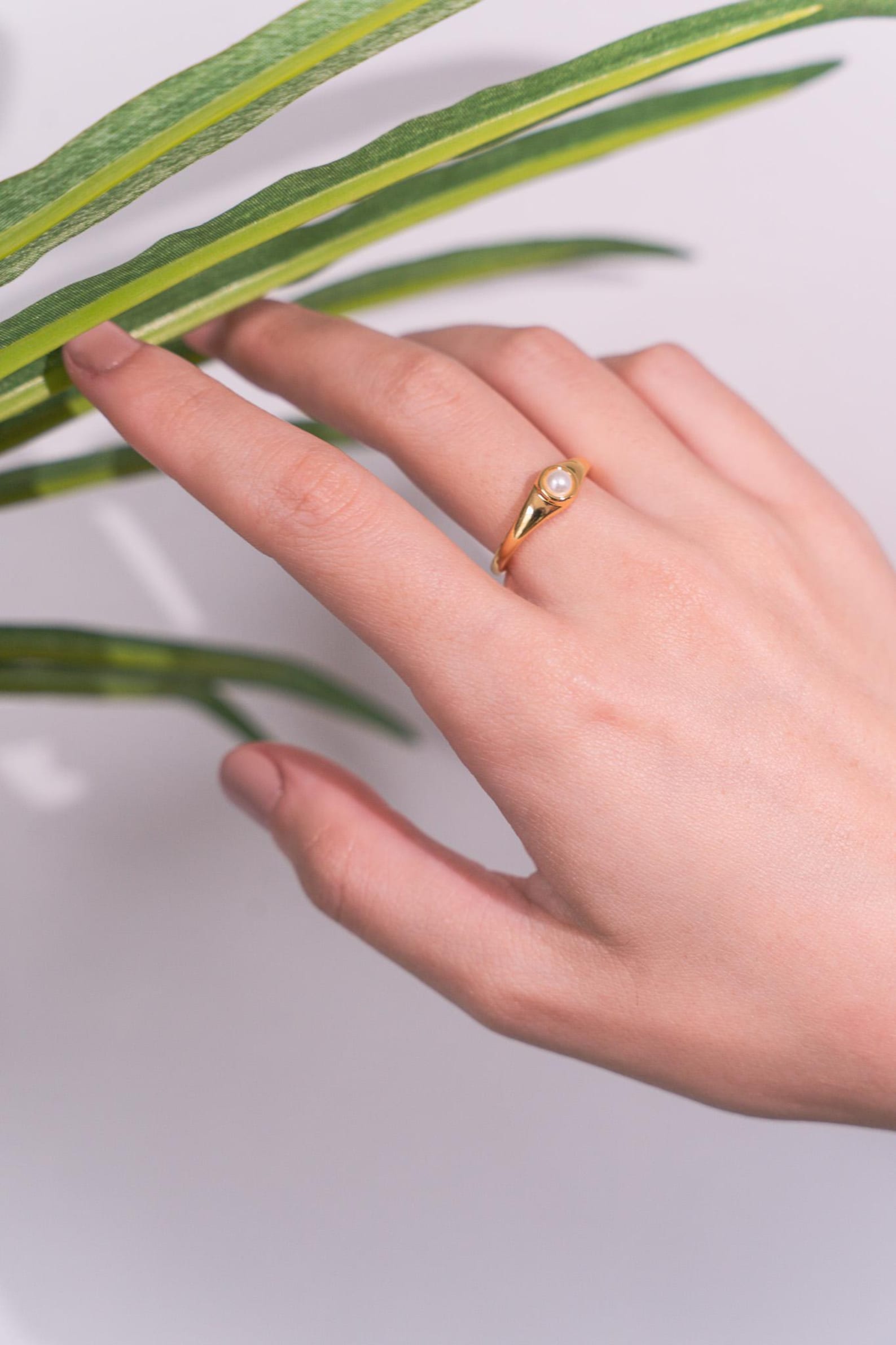 18K Lumina White Pearl Ring | 18K Gold Plated | Gem Rings | Stacking ...