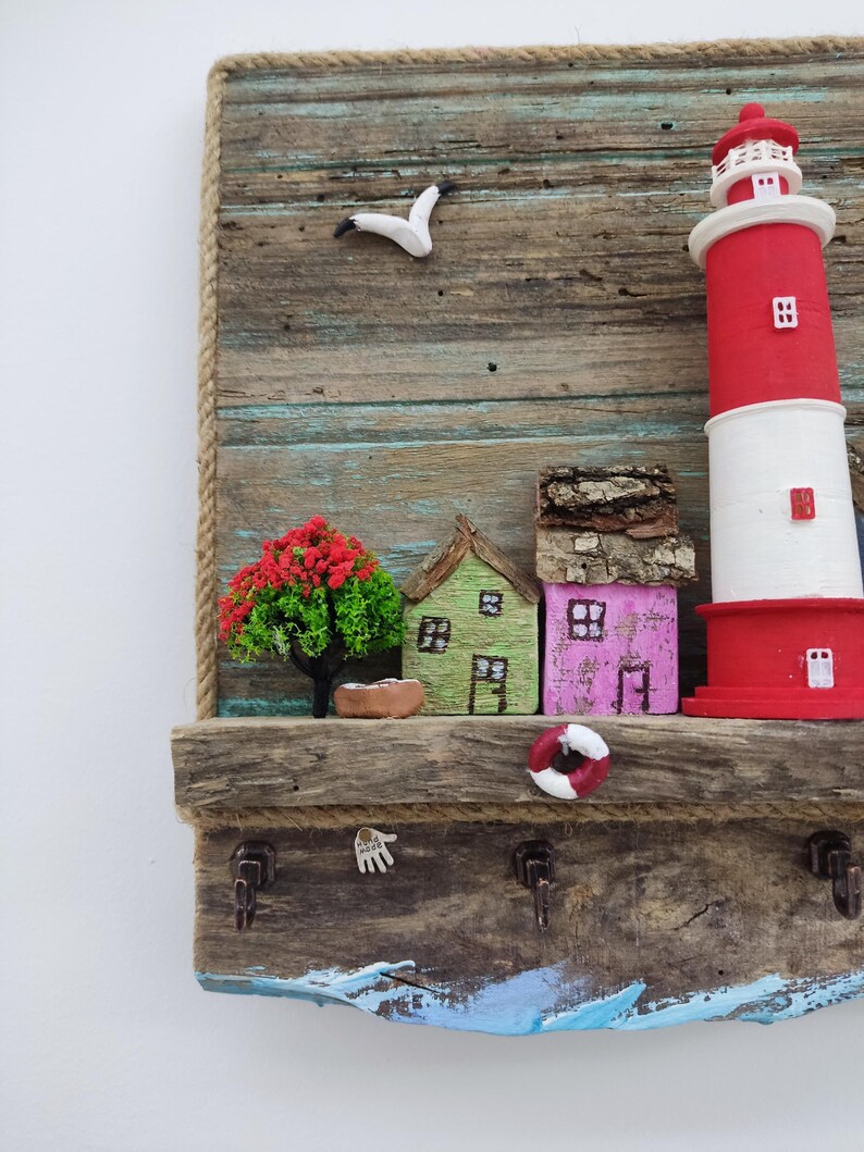 Handcrafted Wooden Lighthouse Key Holder Rustic Coastal Decor - Etsy