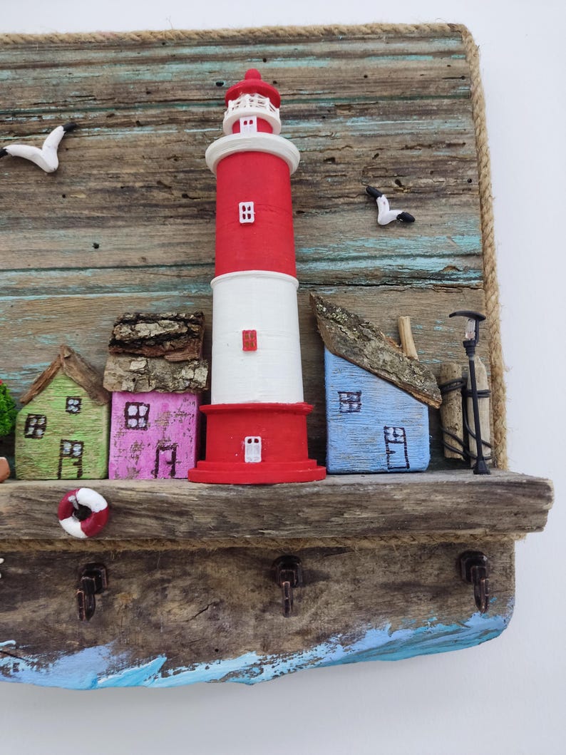Handcrafted Wooden Lighthouse Key Holder Rustic Coastal Decor - Etsy