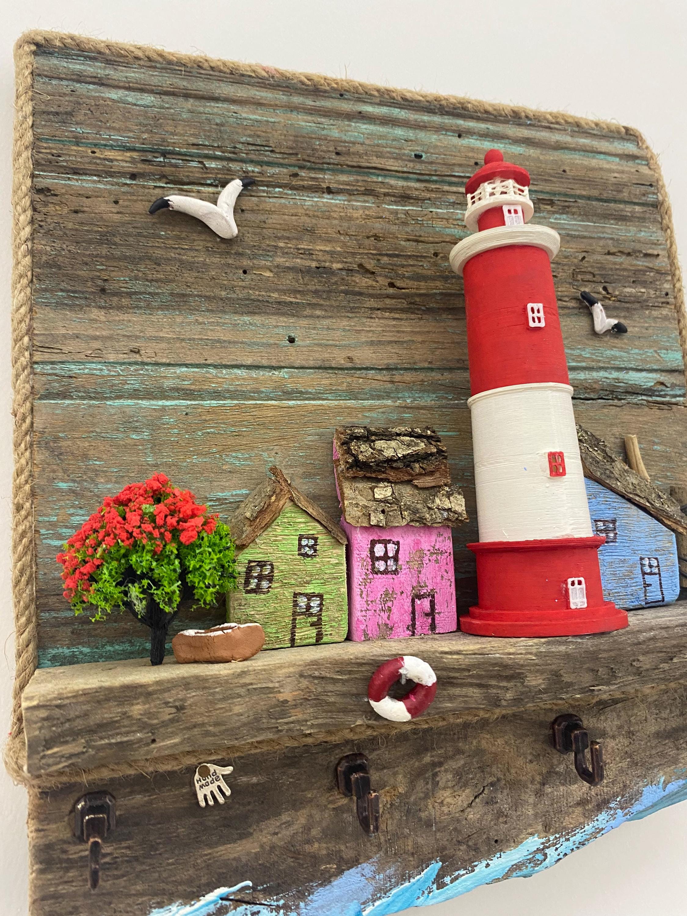 Handcrafted Wooden Lighthouse Key Holder Rustic Coastal Decor - Etsy