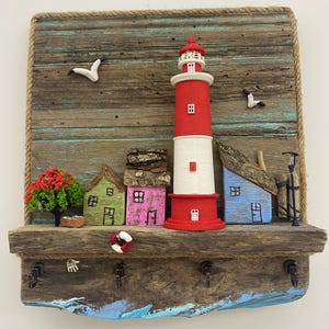 Handcrafted Wooden Lighthouse Key Holder Rustic Coastal Decor - Etsy
