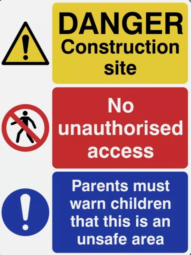 Construction Site Safety Signs No Unauthorised Access - Etsy